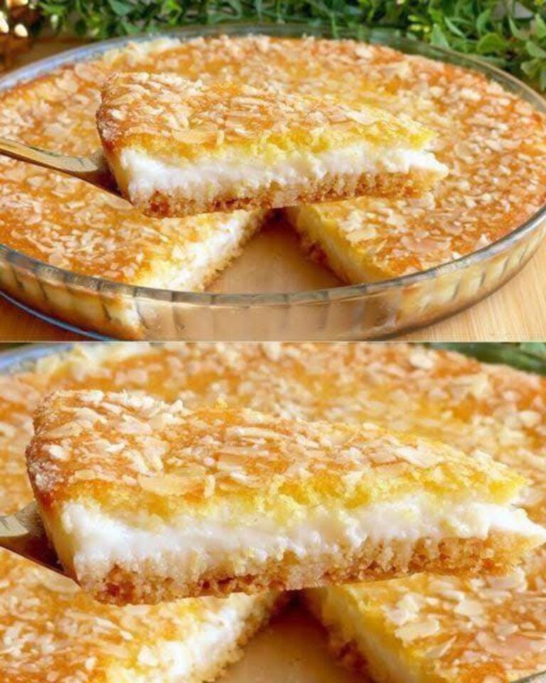 Prăjitură arabă din griș, stratificată cu umplutură cremoasă și ...